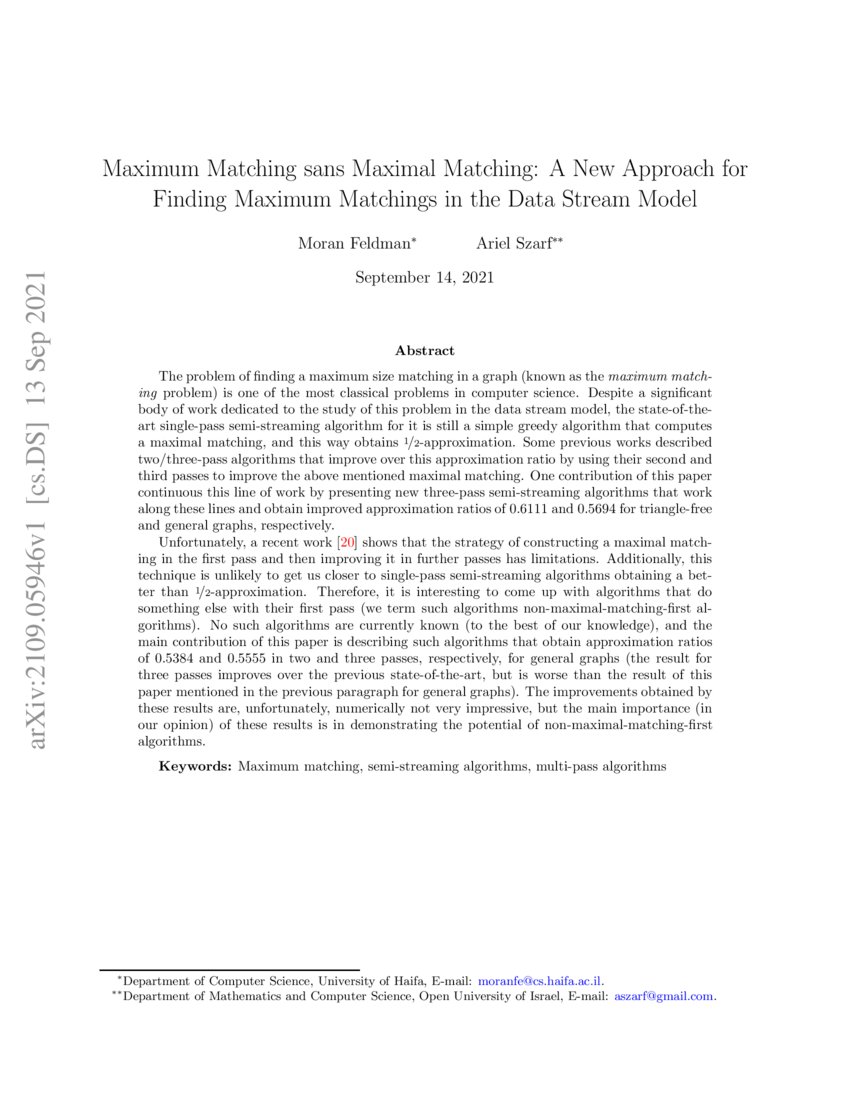 Maximum Matching Sans Maximal Matching A New Approach For Finding Maximum Matchings In The Data