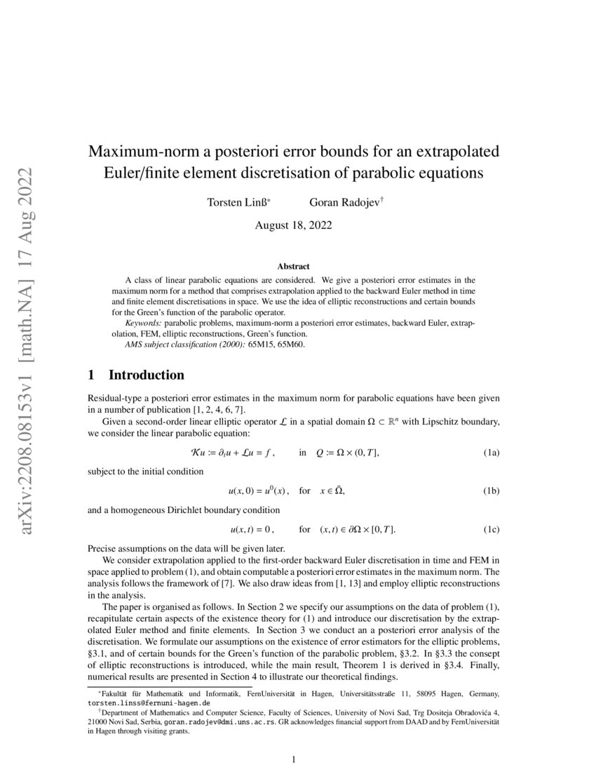 Maximum Norm A Posteriori Error Bounds For An Extrapolated Euler Finite