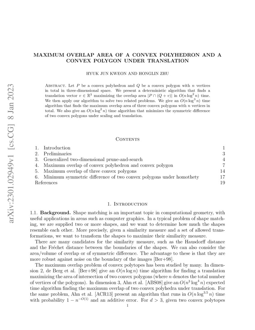 Maximum Overlap Area Of A Convex Polyhedron And A Convex Polygon Under Translation Deepai