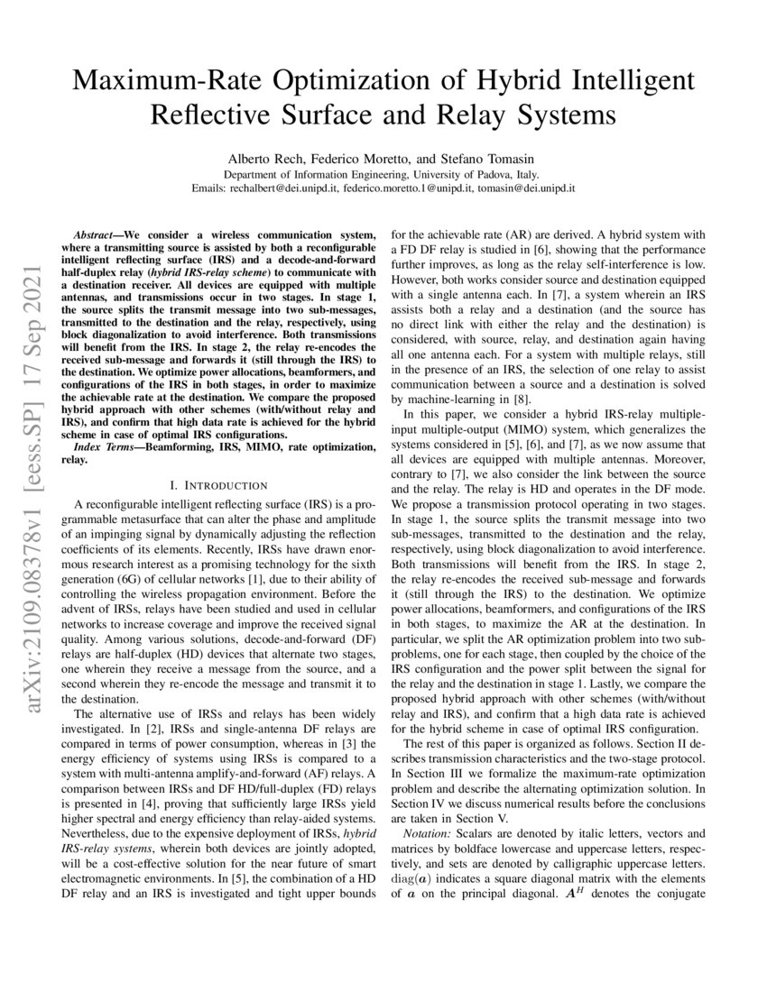 Maximum-Rate Optimization of Hybrid Intelligent Reflective Surface and ...