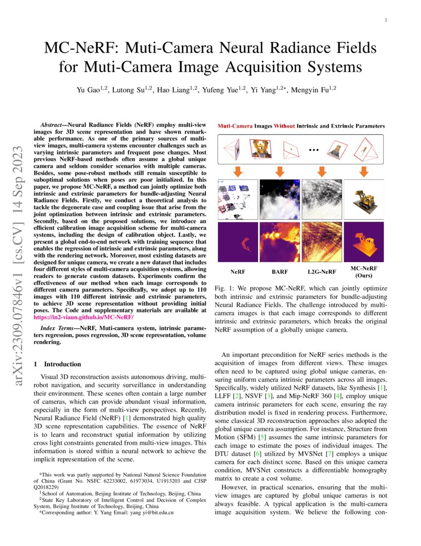 MC-NeRF: Muti-Camera Neural Radiance Fields for Muti-Camera Image Acquisition Systems | DeepAI
