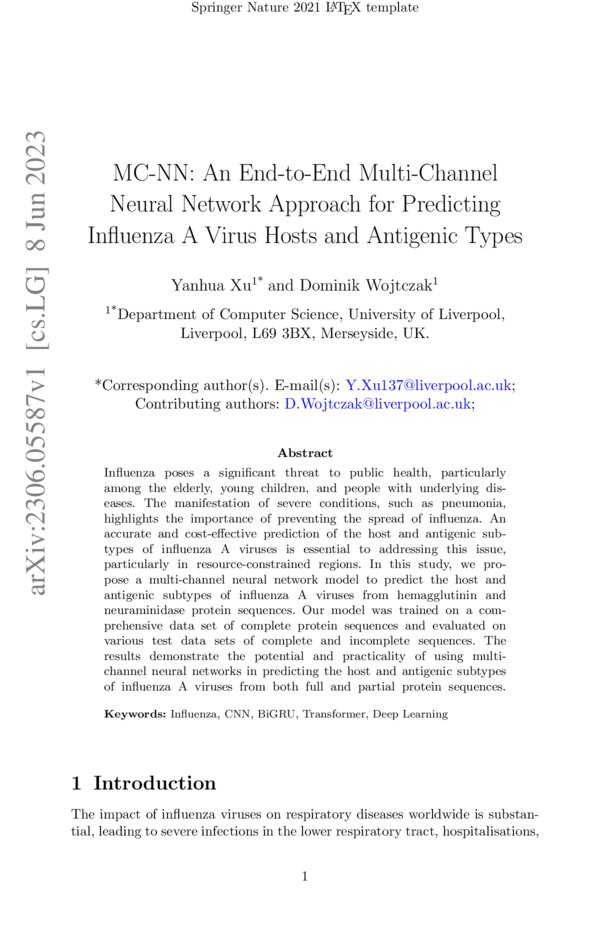 MC-NN: An End-to-End Multi-Channel Neural Network Approach for Predicting Influenza A Virus ...