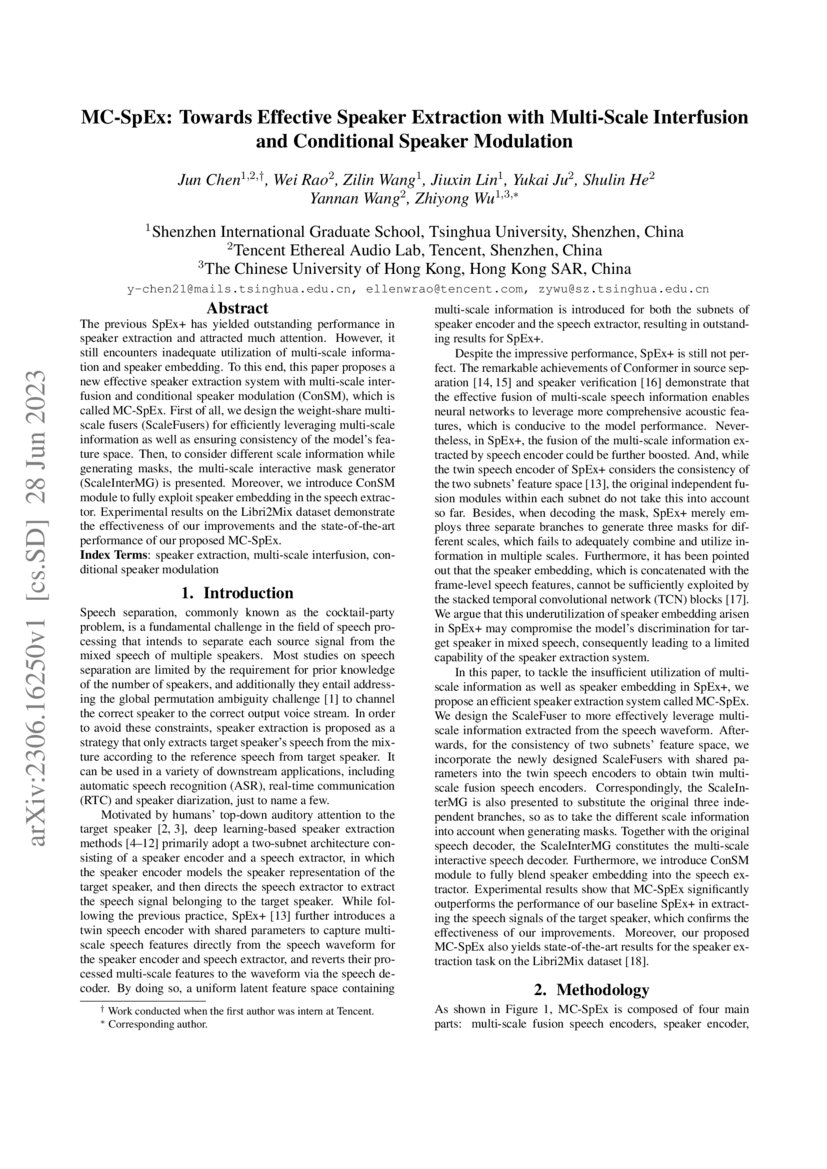 MC-SpEx: Towards Effective Speaker Extraction with Multi-Scale Interfusion and Conditional ...