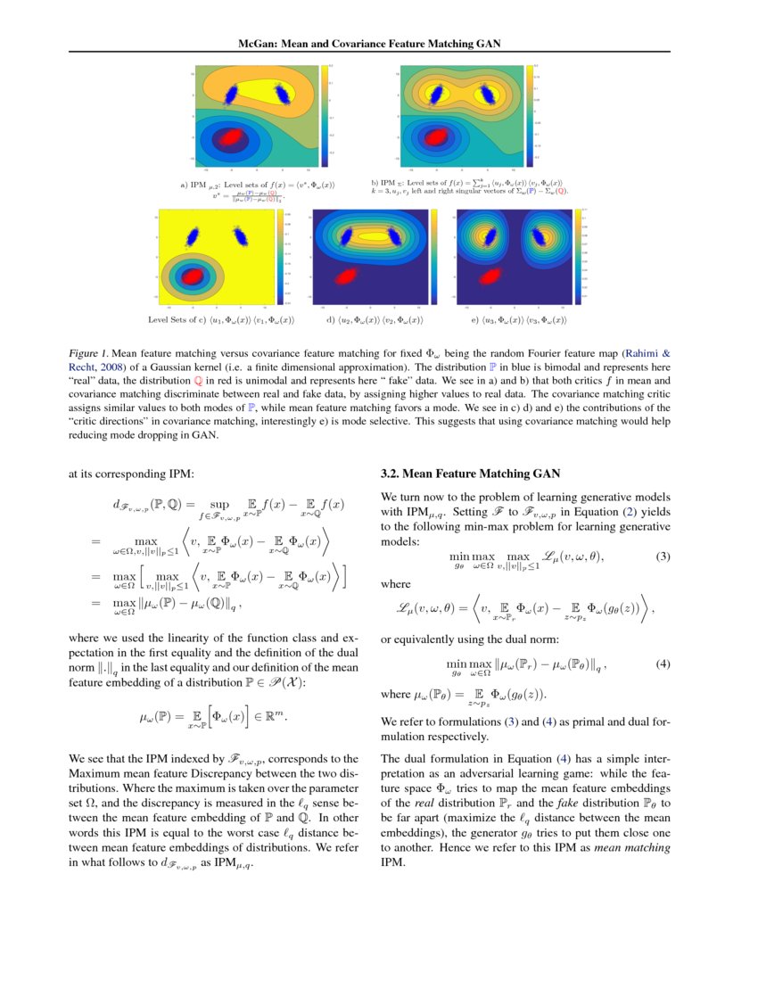McGan: Mean and Covariance Feature Matching GAN | DeepAI