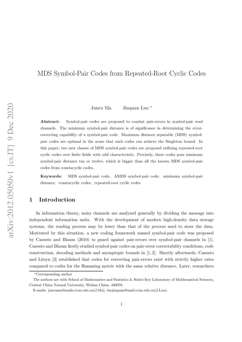 MDS Symbol-Pair Codes from Repeated-Root Cyclic Codes | DeepAI