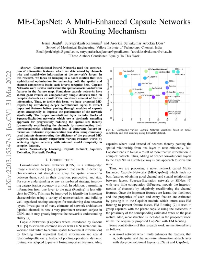 ME-CapsNet: A Multi-Enhanced Capsule Networks with Routing Mechanism ...