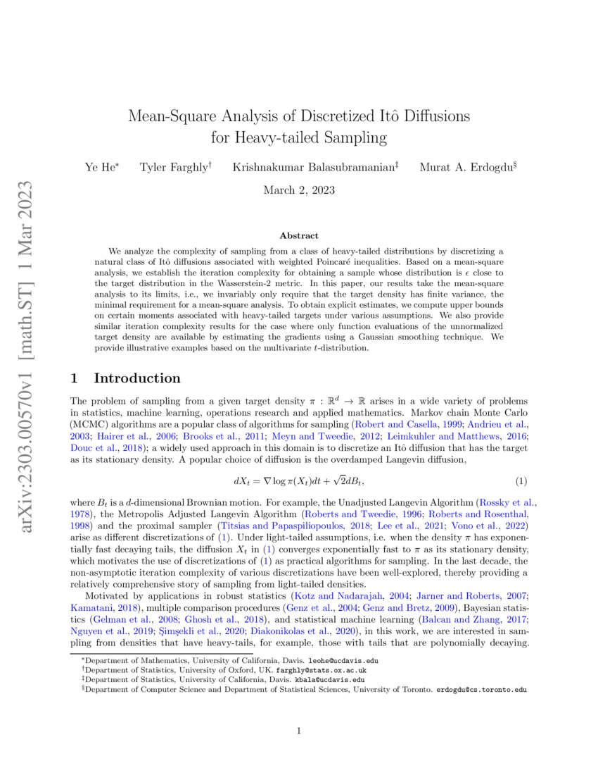 Mean Square Analysis Of Discretized Itô Diffusions For Heavy Tailed