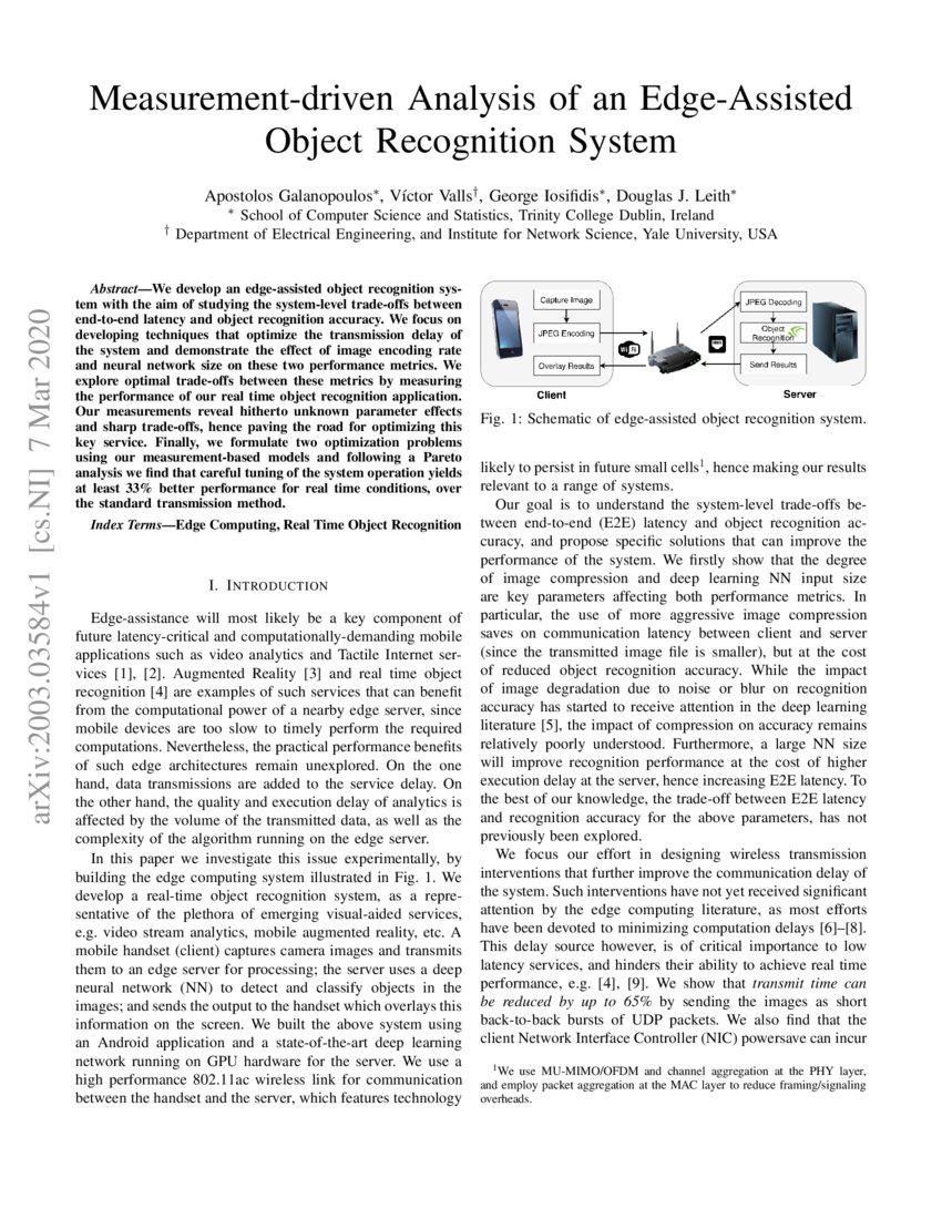 Measurement Driven Analysis Of An Edge Assisted Object Recognition 5759