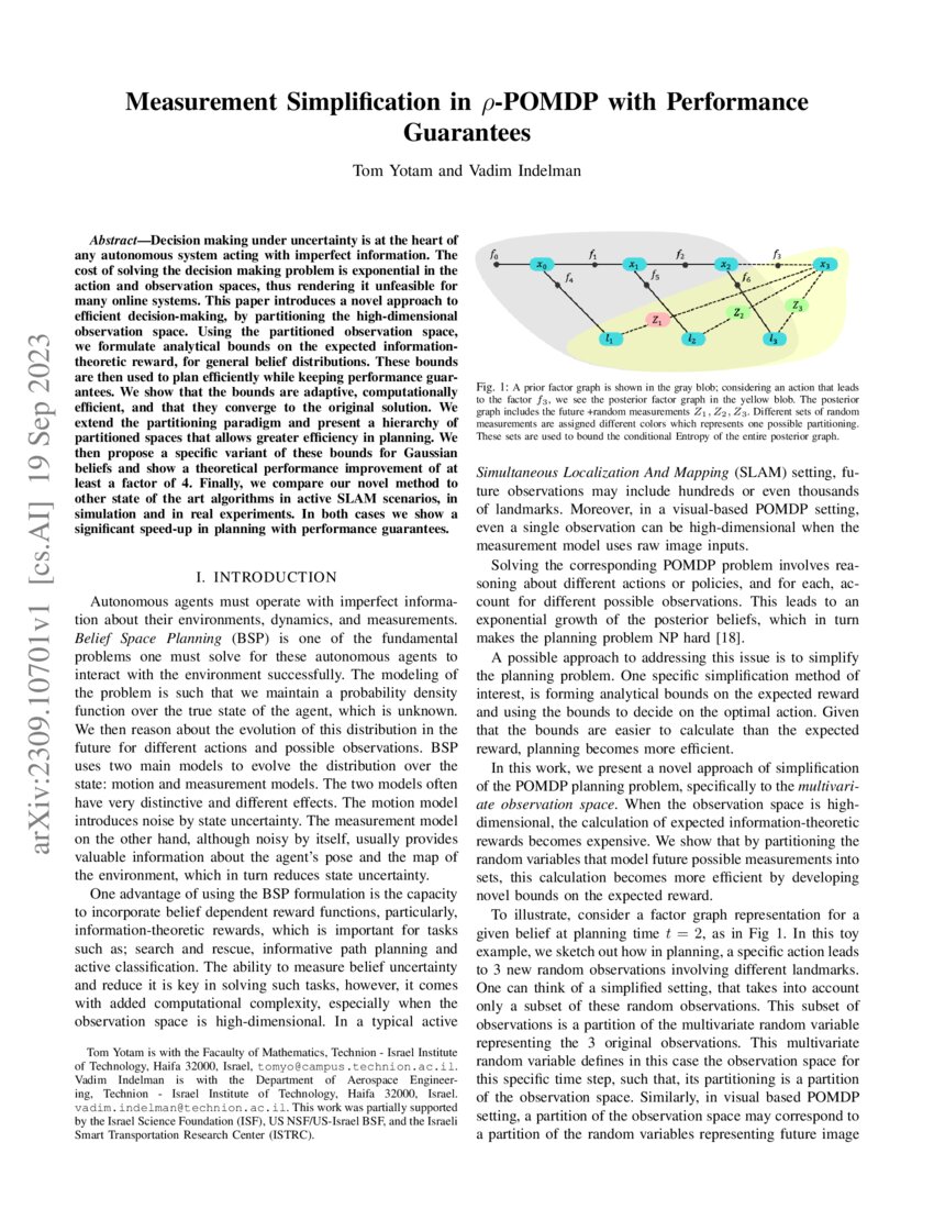 Measurement Simplification in ρ-POMDP with Performance Guarantees | DeepAI