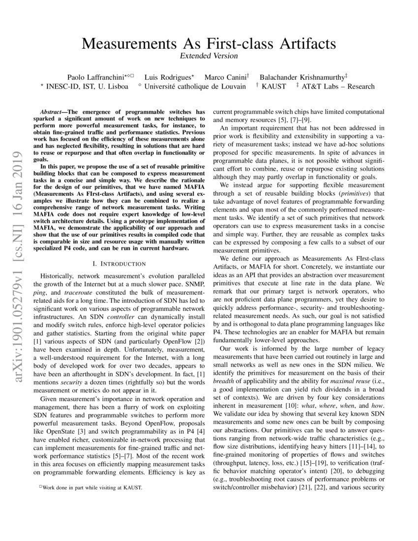 Measurements As First-class Artifacts | DeepAI