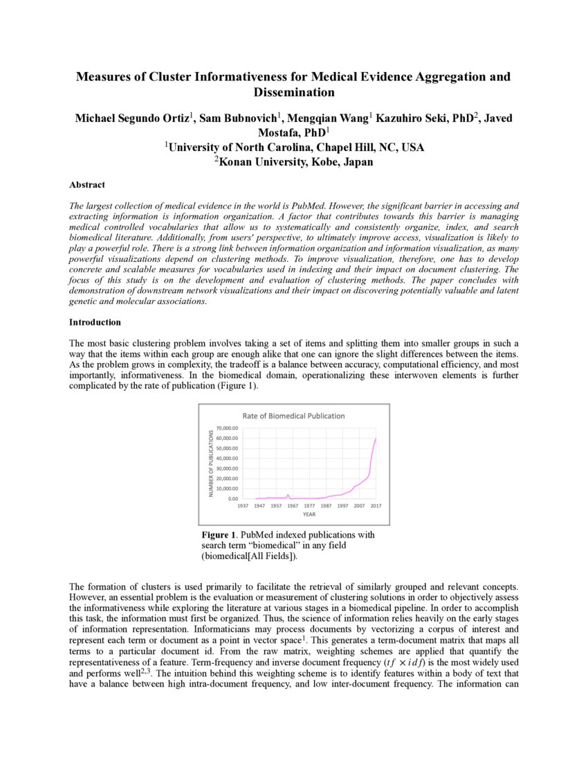 Measures Of Cluster Informativeness For Medical Evidence Aggregation measures-of-cluster-informativeness-for-medical-evidence-aggregation