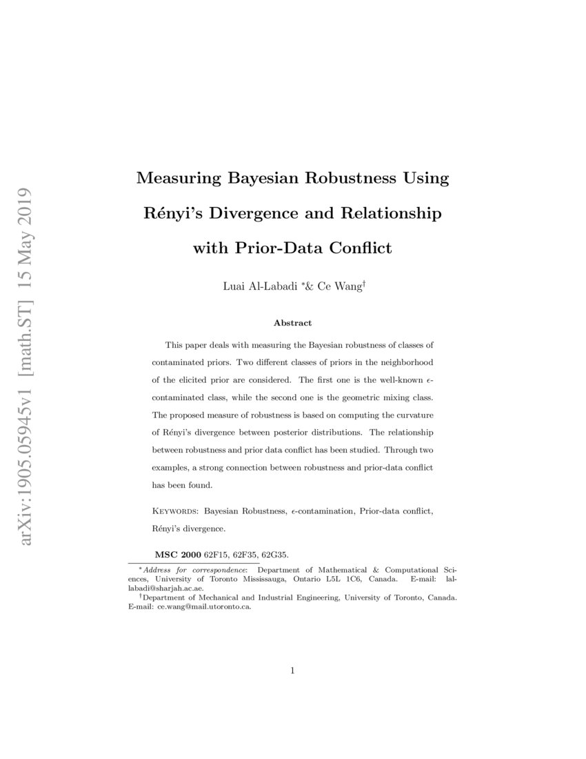 Measuring Bayesian Robustness Using Rényis Divergence And Relationship