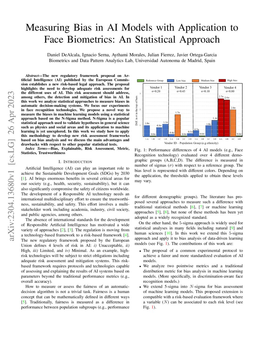 Measuring Bias In Ai Models With Application To Face Biometrics An 1937