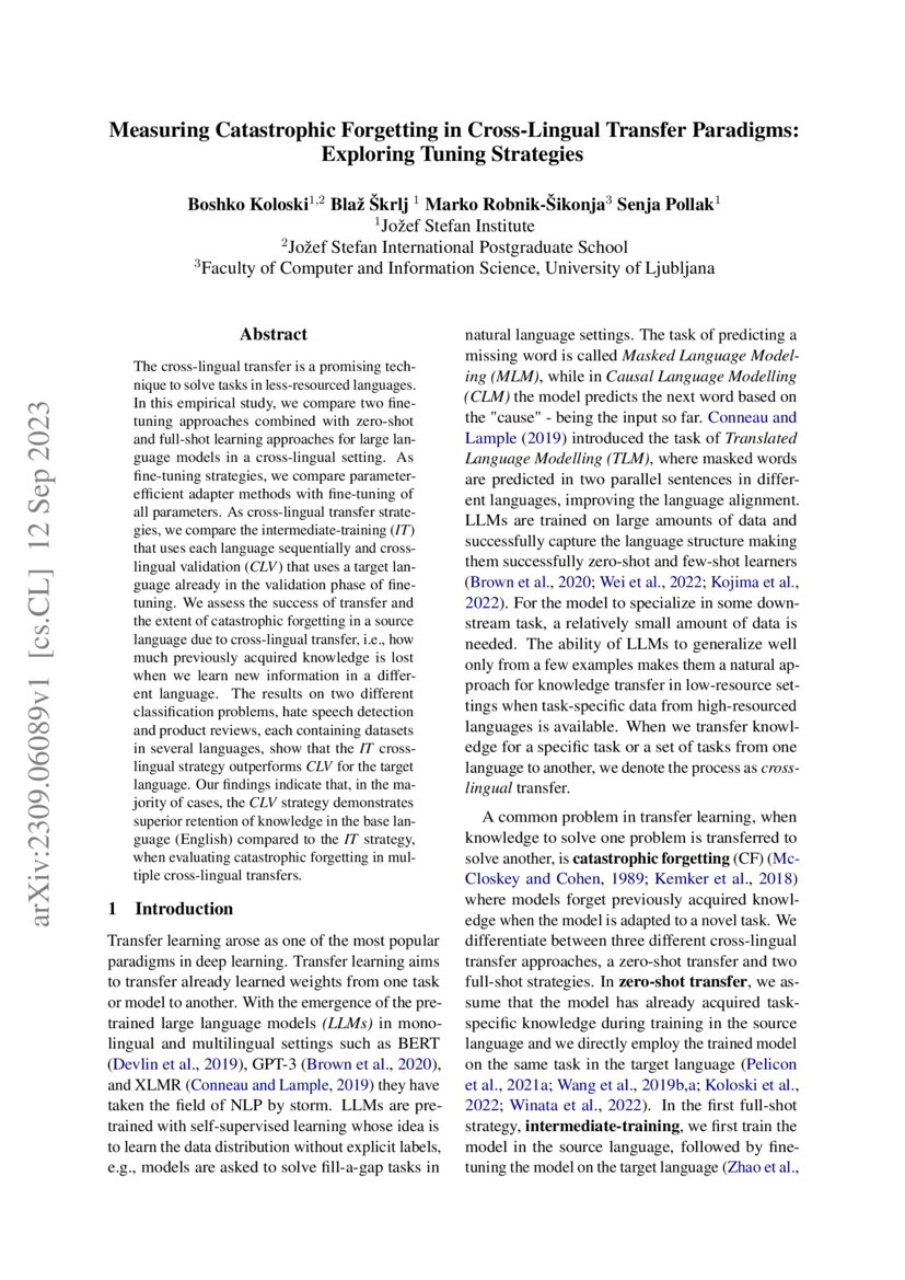 Measuring Catastrophic Forgetting In Cross Lingual Transfer Paradigms Exploring Tuning 