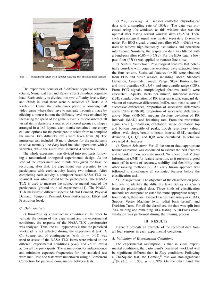 Measuring Cognitive Workload Using Multimodal Sensors | DeepAI