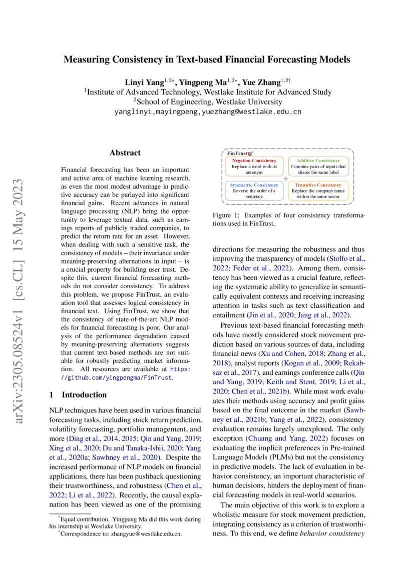 Measuring Consistency in Text-based Financial Forecasting Models | DeepAI