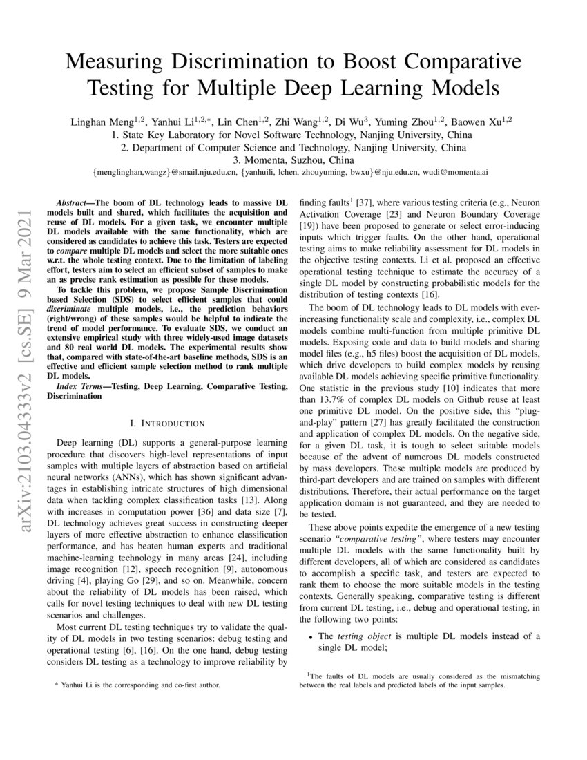 Measuring Discrimination To Boost Comparative Testing For Multiple Deep Learning Models Deepai
