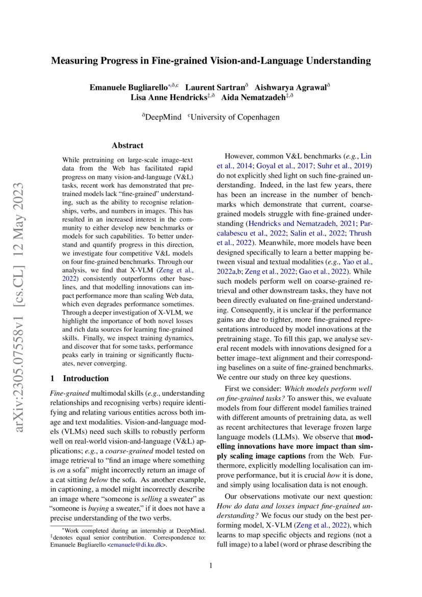 Measuring Progress In Fine Grained Vision And Language Understanding