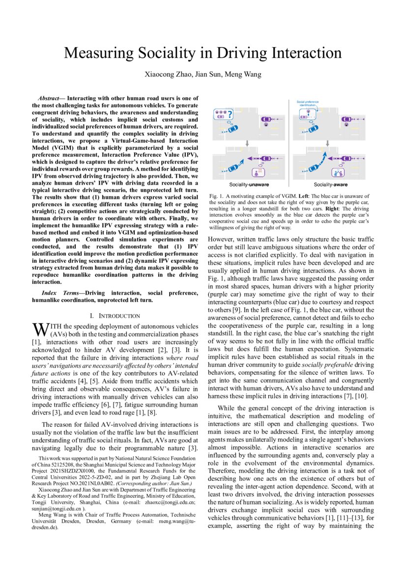 Measuring Sociality in Driving Interaction | DeepAI