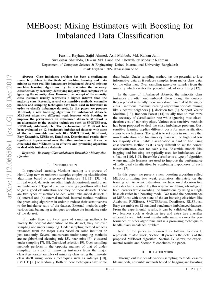 MEBoost: Mixing Estimators with Boosting for Imbalanced Data Classification | DeepAI