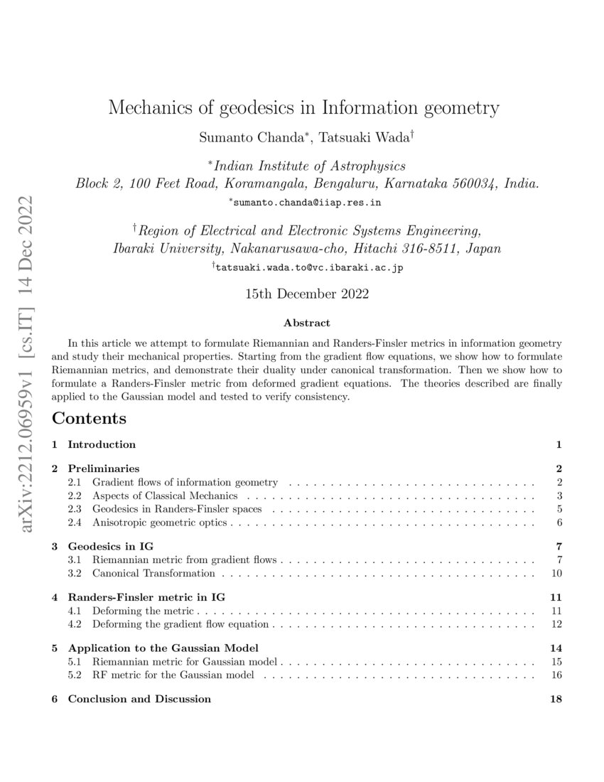 Mechanics of geodesics in Information geometry | DeepAI