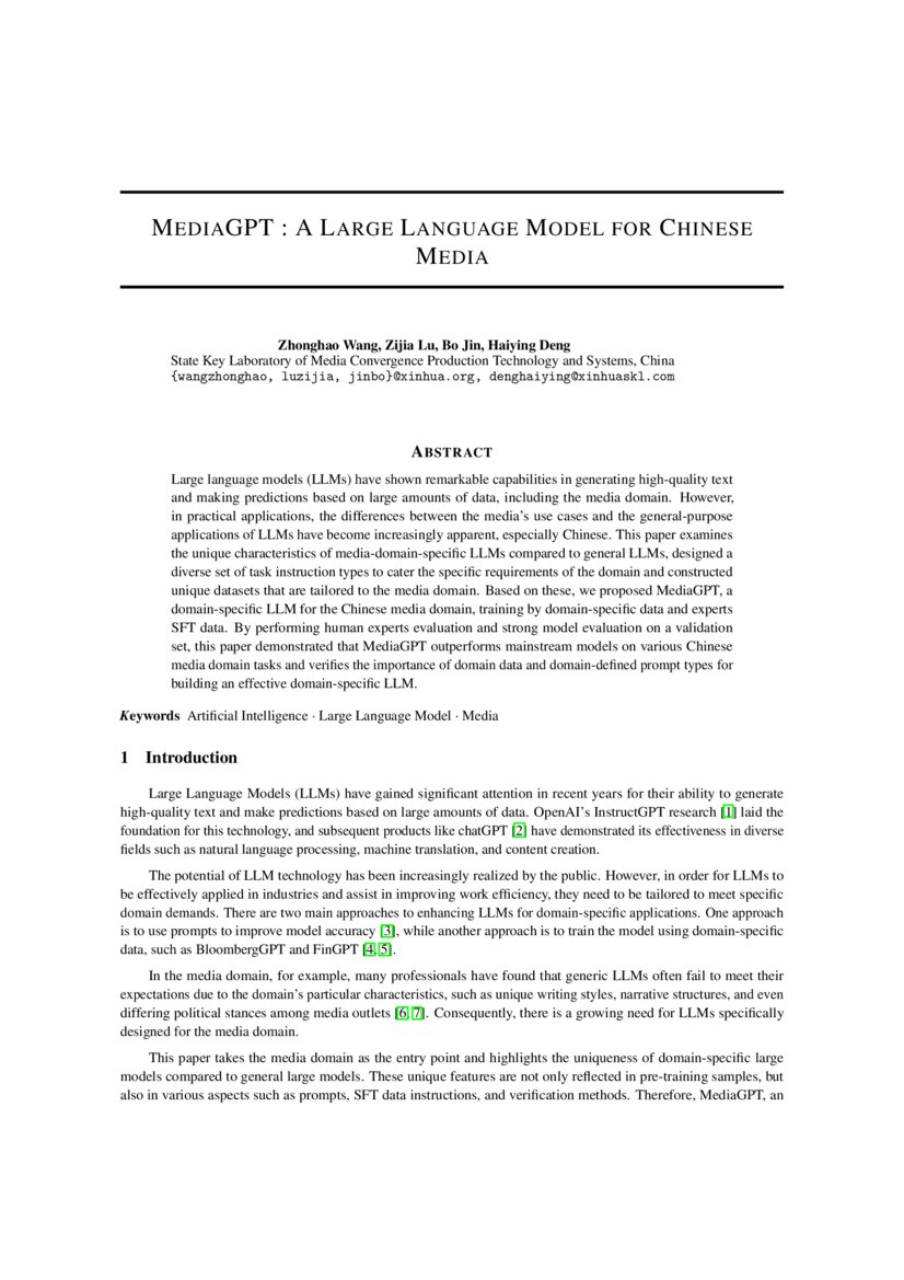 MediaGPT : A Large Language Model For Chinese Media | DeepAI