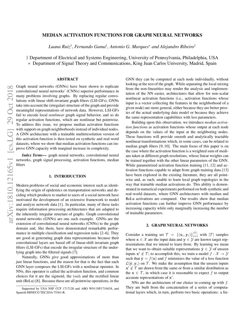 Median activation functions for graph neural networks | DeepAI
