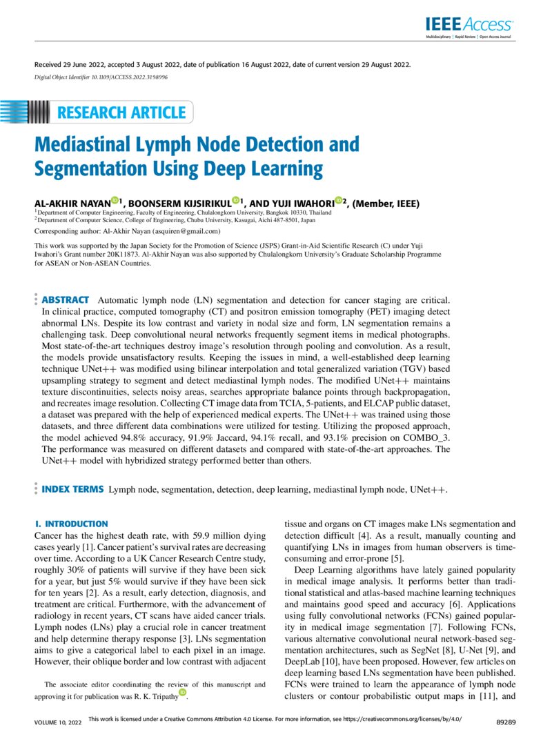 Mediastinal Lymph Node Detection And Segmentation Using Deep Learning