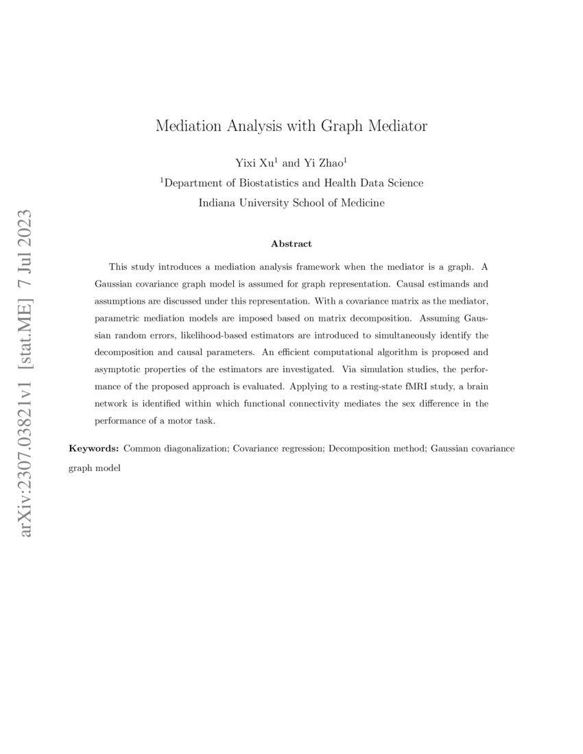 Mediation Analysis with Graph Mediator | DeepAI