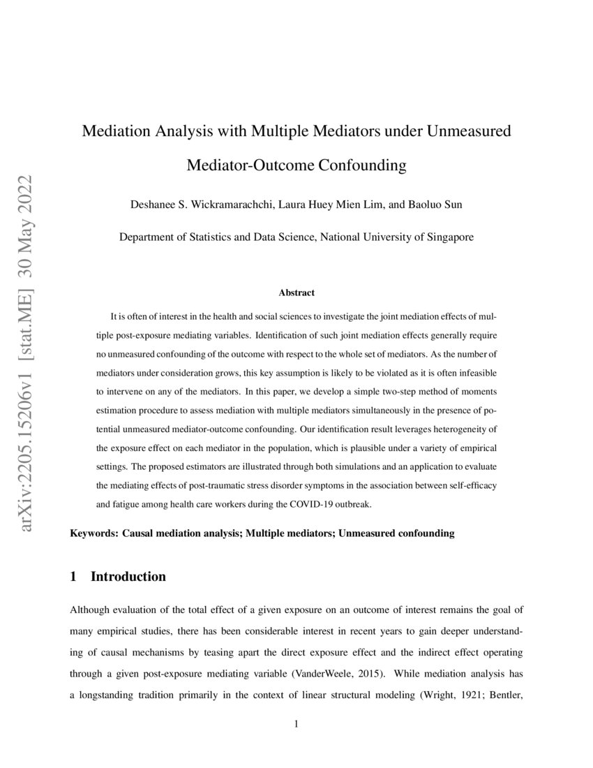 Mediation Analysis with Multiple Mediators under Unmeasured Mediator-Outcome Confounding | DeepAI