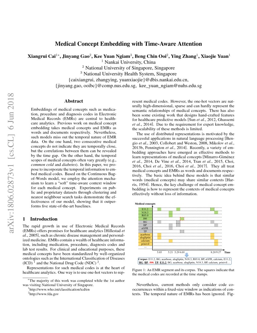 Medical Concept Embedding With Time Aware Attention Deepai