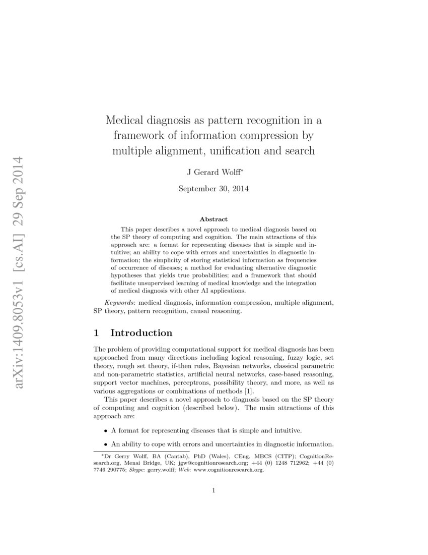 Medical diagnosis as pattern recognition in a framework of information compression by multiple ...