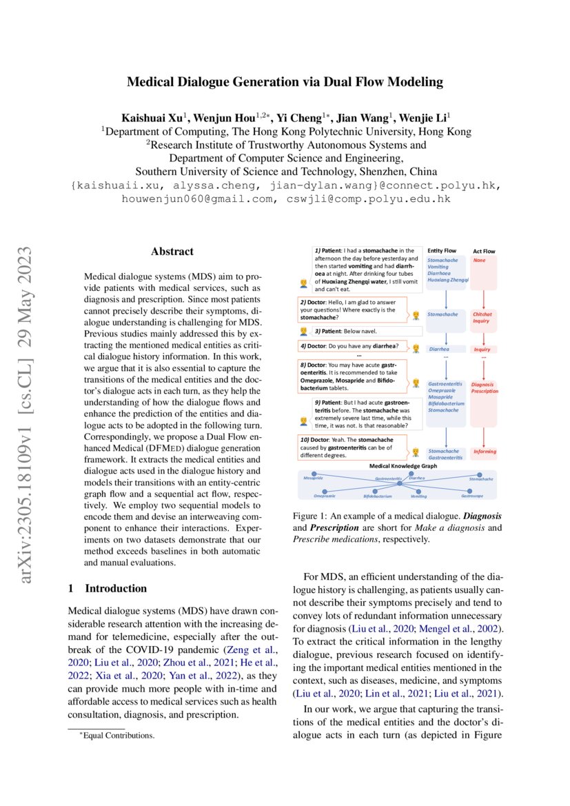Medical Dialogue Generation via Dual Flow Modeling | DeepAI