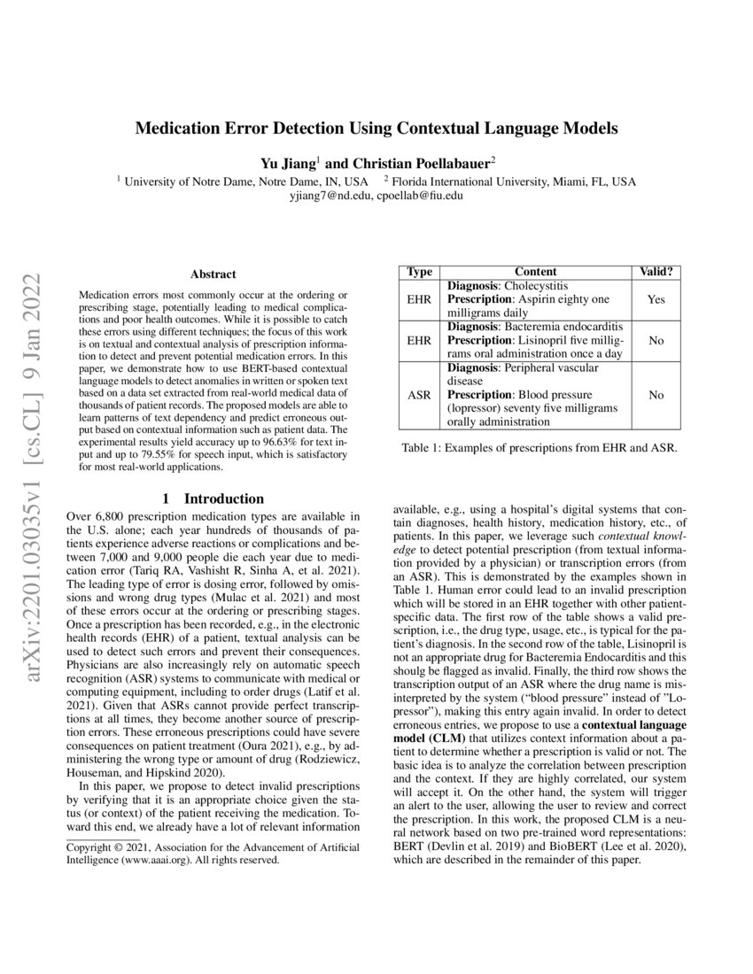 Medication Error Detection Using Contextual Language Models Deepai 4411