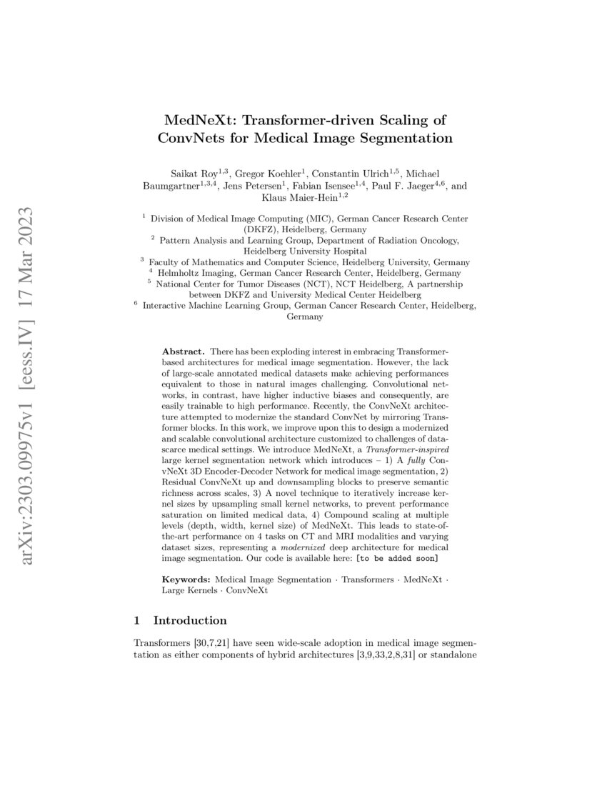 Mednext Transformer Driven Scaling Of Convnets For Medical Image