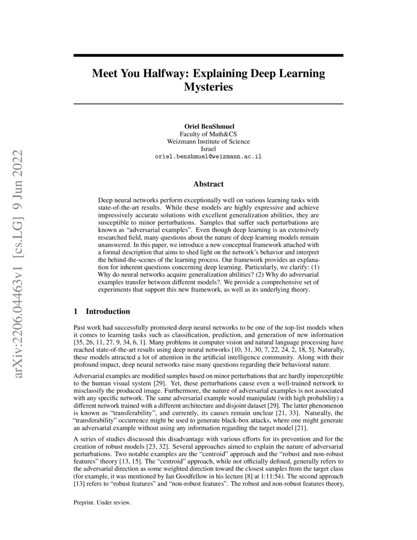 Meet You Halfway: Explaining Deep Learning Mysteries | DeepAI