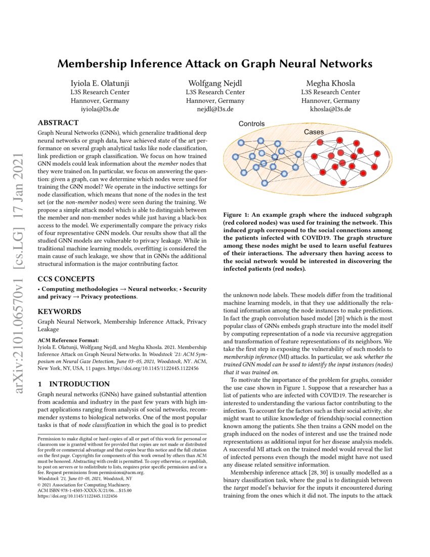 Membership Inference Attack On Graph Neural Networks Deepai