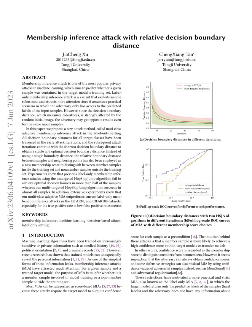 Membership inference attack with relative decision boundary distance | DeepAI