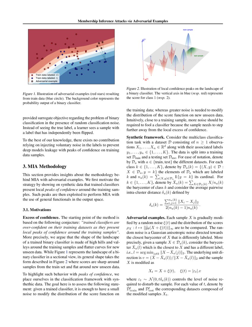 Membership Inference Attacks via Adversarial Examples | DeepAI