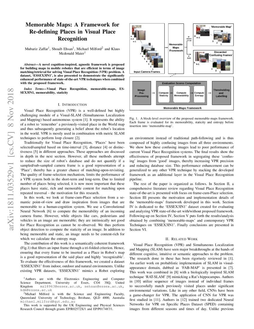 Memorable Maps: A Framework for Re-defining Places in Visual Place ...