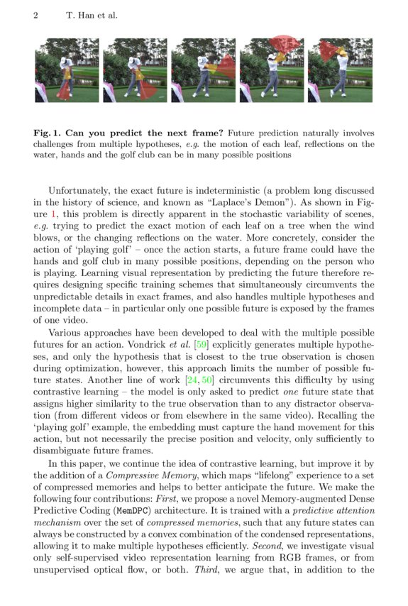 Memory Augmented Dense Predictive Coding For Video Representation Learning Deepai