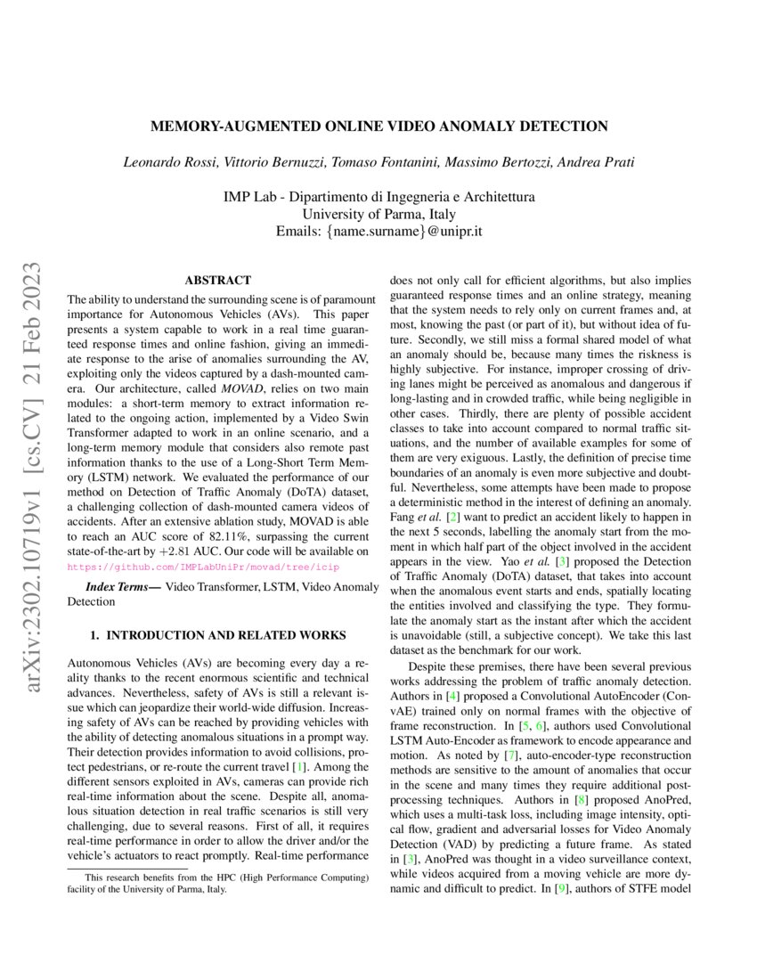Memory Augmented Online Video Anomaly Detection Deepai