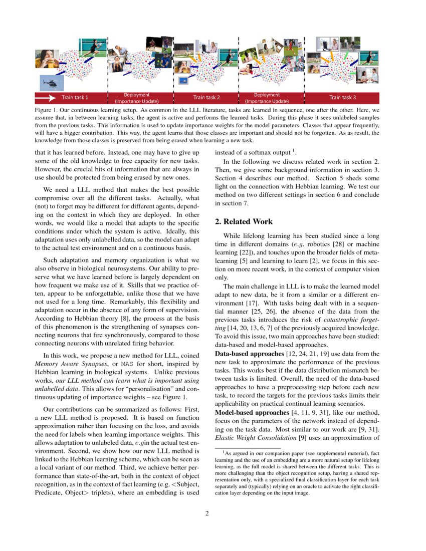 Memory Aware Synapses: Learning what (not) to forget | DeepAI