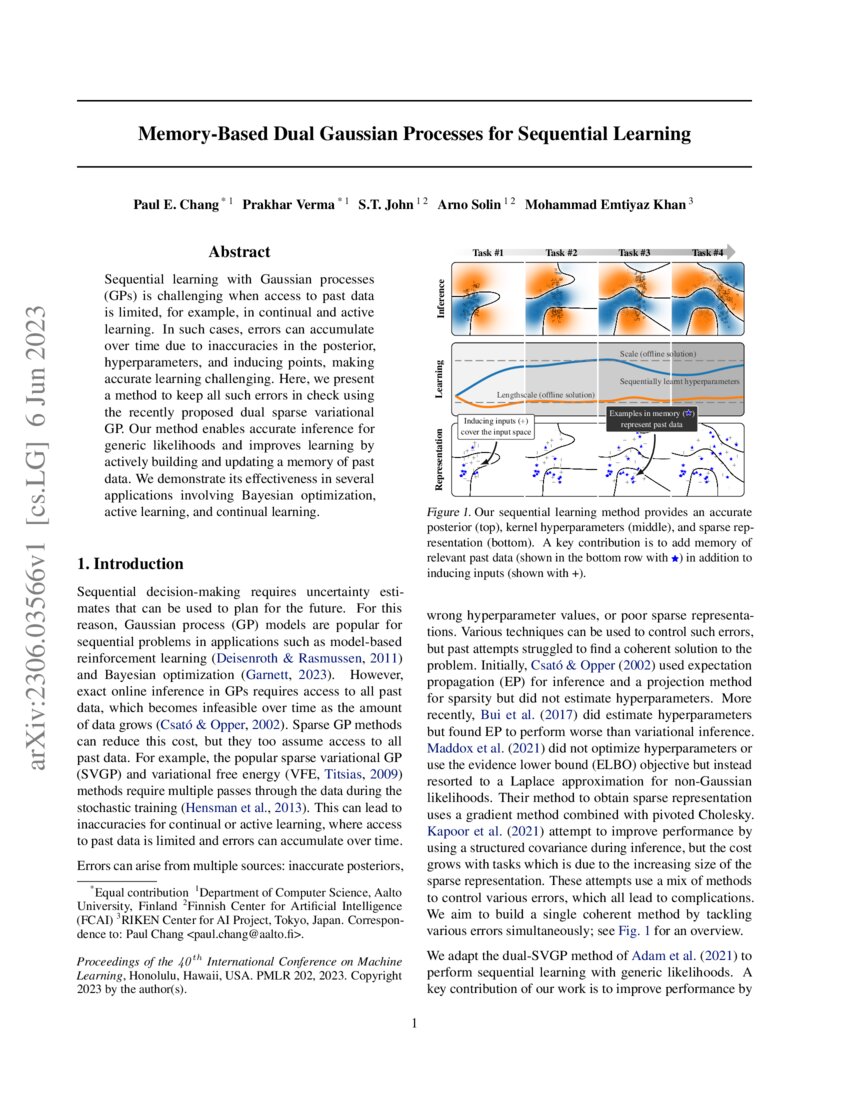 Memory Based Dual Gaussian Processes For Sequential Learning Deepai