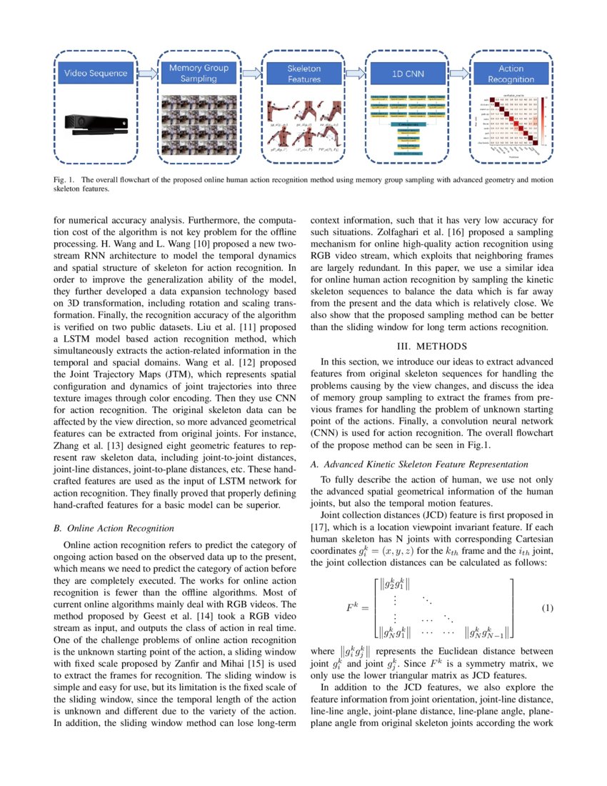 Memory Group Sampling Based Online Action Recognition Using Kinetic ...