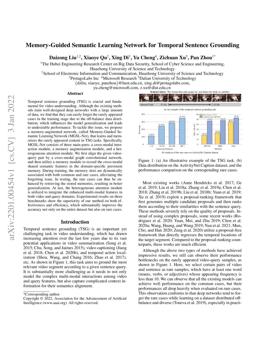 Memory-Guided Semantic Learning Network for Temporal Sentence Grounding | DeepAI