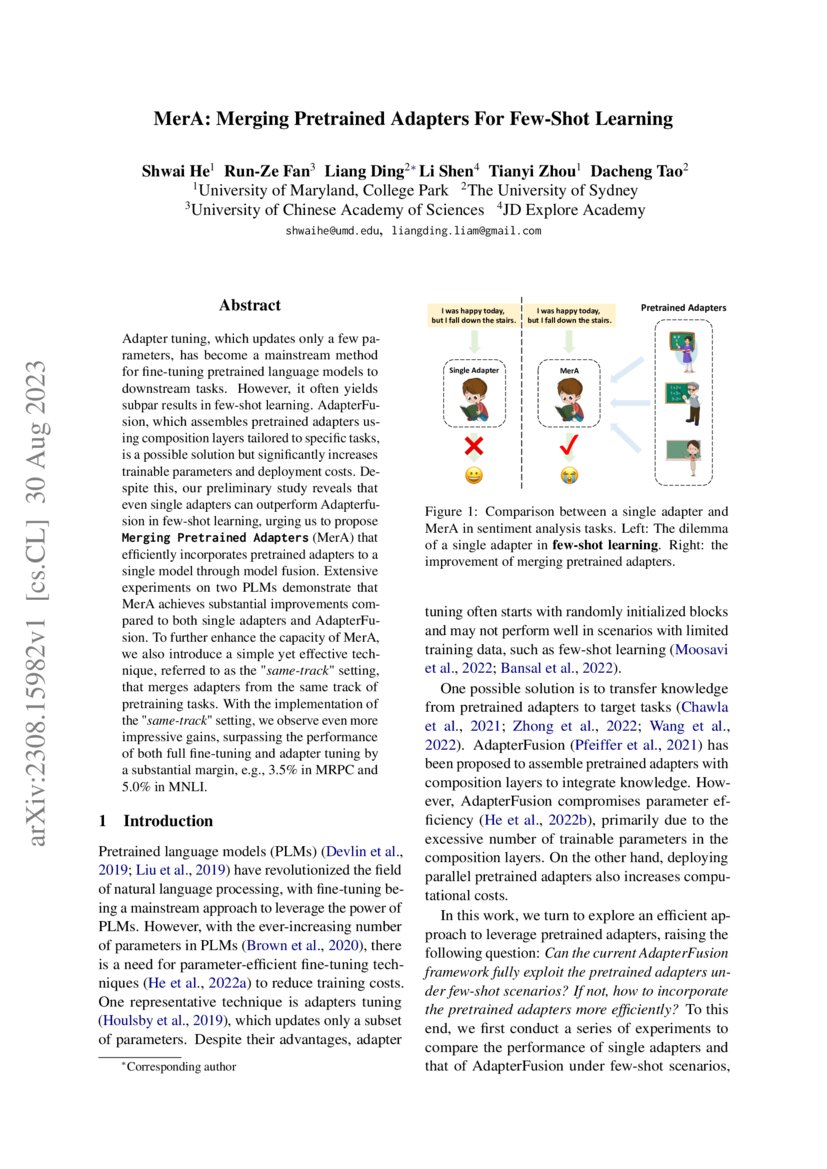 MerA: Merging Pretrained Adapters For Few-Shot Learning | DeepAI