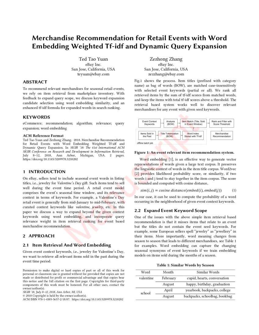 Merchandise Recommendation for Retail Events with Word Embedding ...