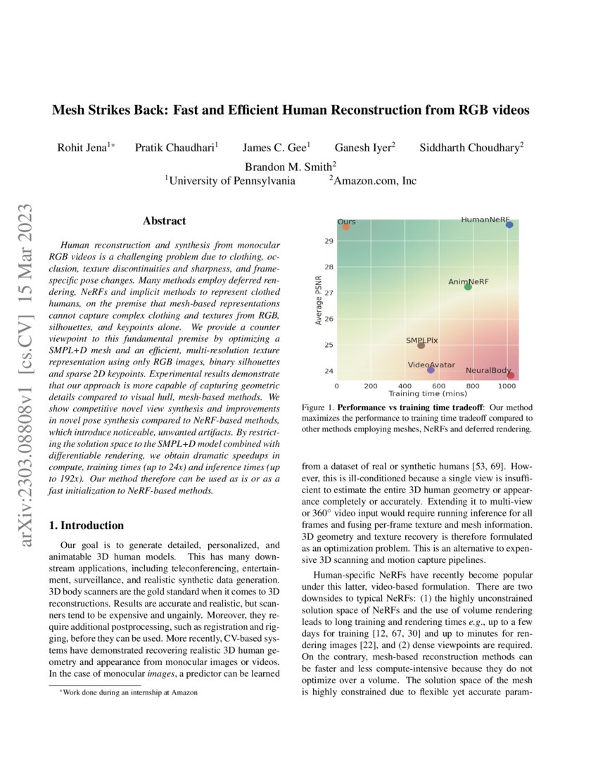 Mesh Strikes Back: Fast and Efficient Human Reconstruction from RGB videos | DeepAI