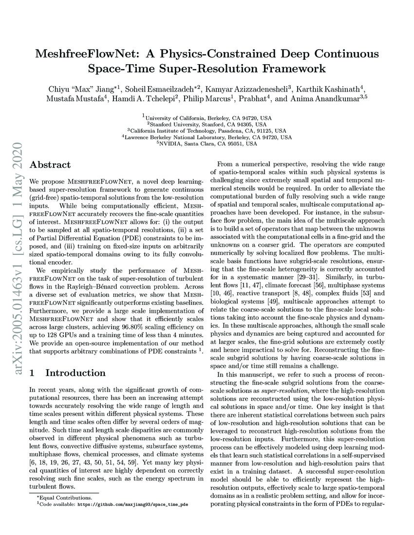 MeshfreeFlowNet: A Physics-Constrained Deep Continuous Space-Time Super-Resolution Framework ...